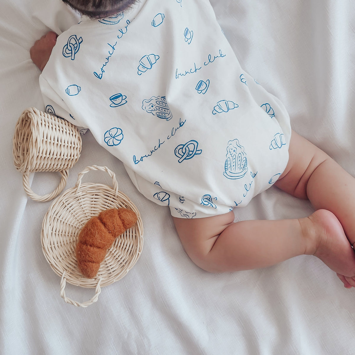 ALMOST PERFECT 'Brunch Club' Slouch Romper - Blue & White (0-3M ...