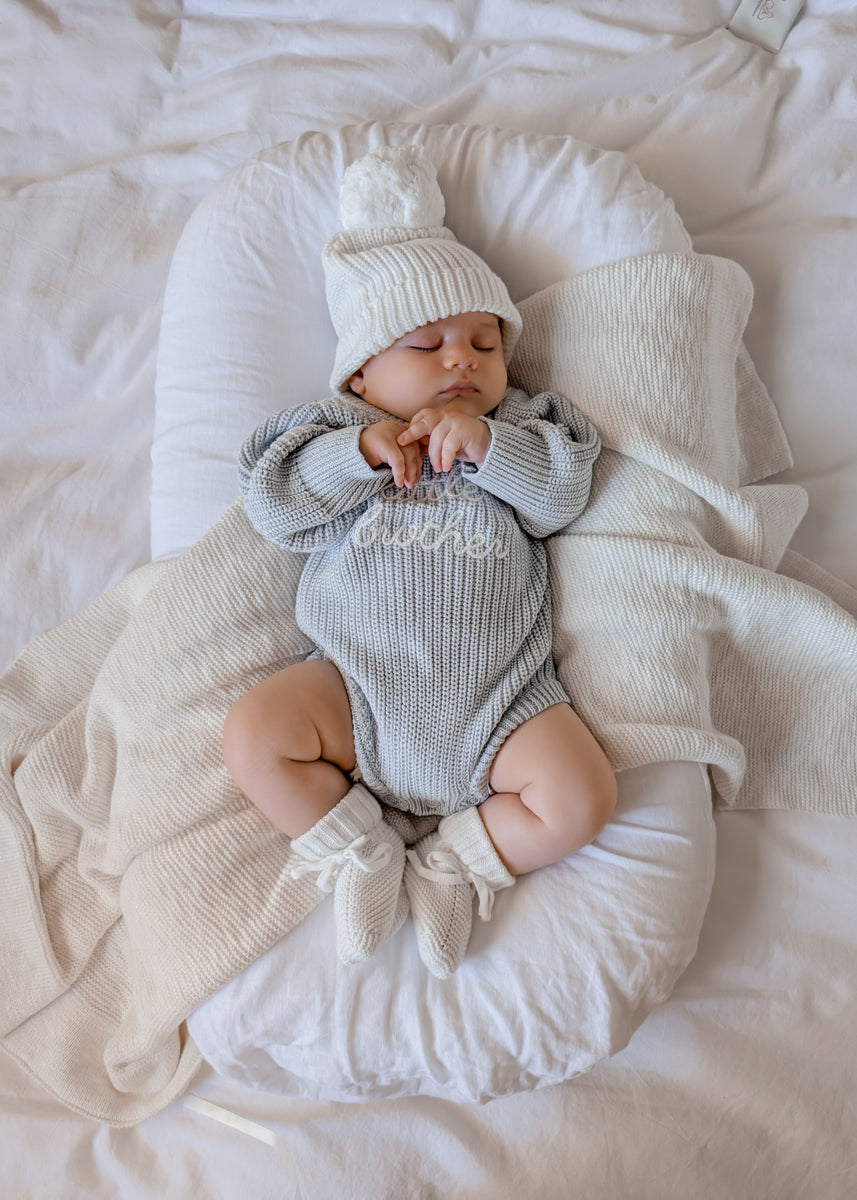 'Little Brother' Long Sleeve Knit Romper - Powder Blue – Blossom and Pear