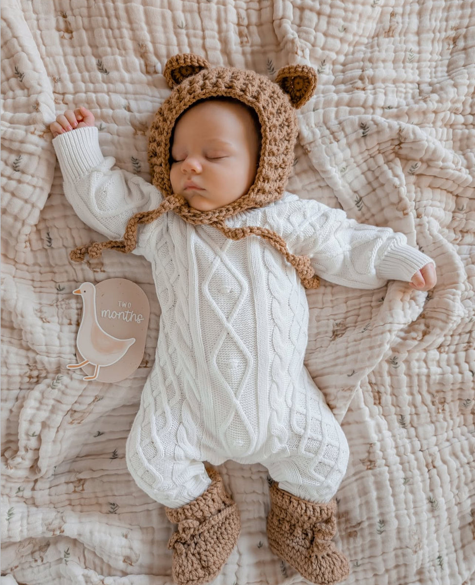 Frankie Cable Knit Romper - Milk – Blossom and Pear