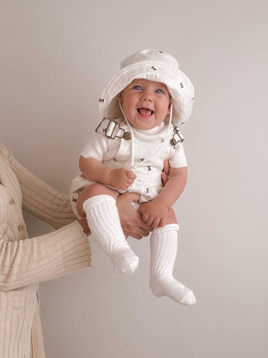 Denim Bee Overall Romper Bundle - Cream – Blossom and Pear