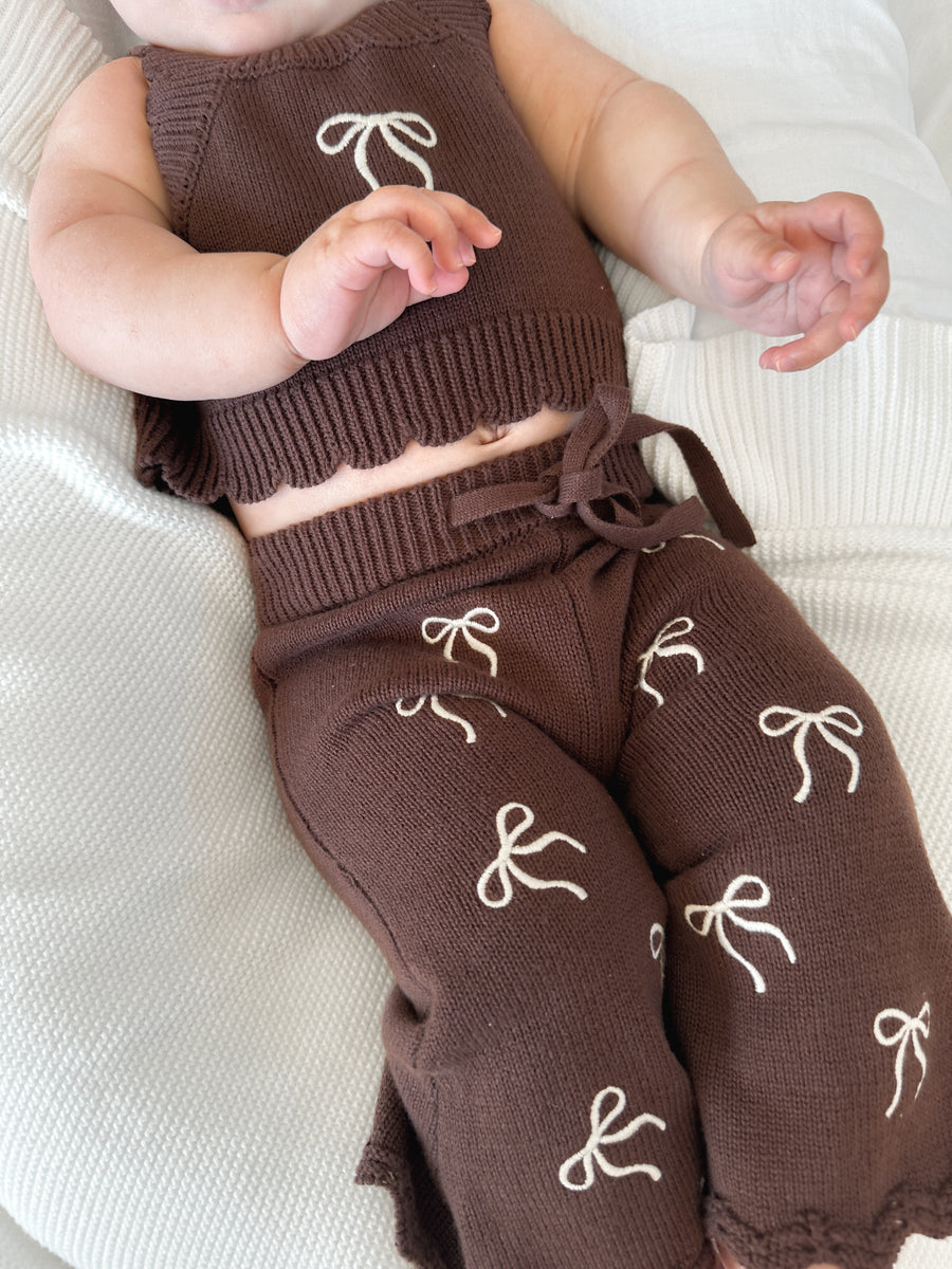 Espresso Flare Knit Set - Bow – Blossom and Pear