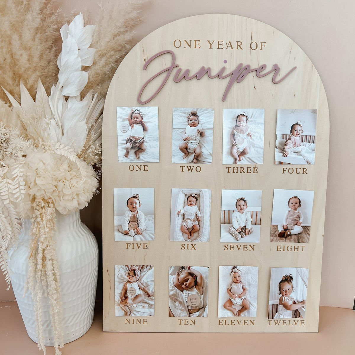'One Year Of' Personalised First Birthday Board – Blossom and Pear