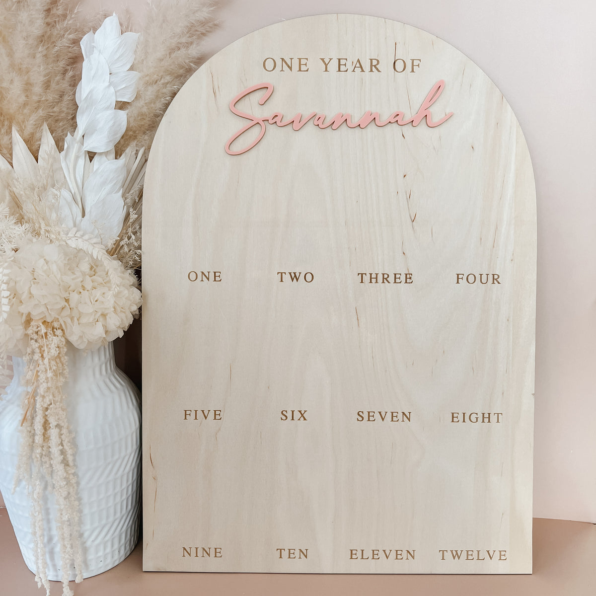 'One Year Of' Personalised First Birthday Board – Blossom and Pear